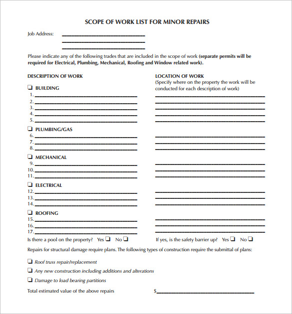 Scope of Work Template - 36+ Free Word, PDF Documents Download!