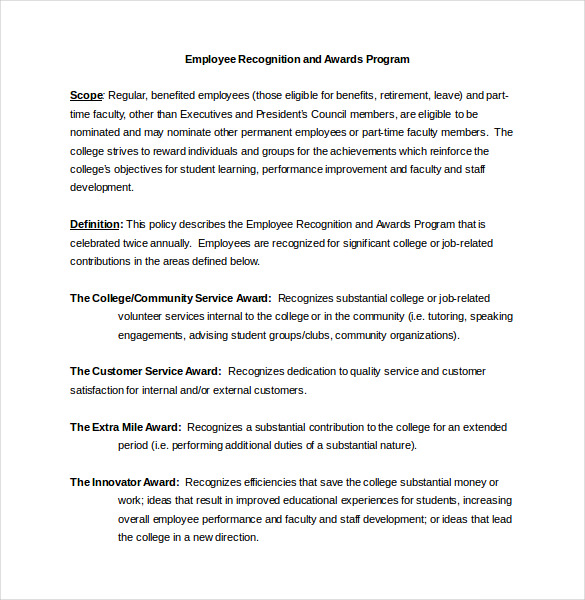 Employee Recognition Awards Template - 12+ Word, PDF, Google Docs ...
