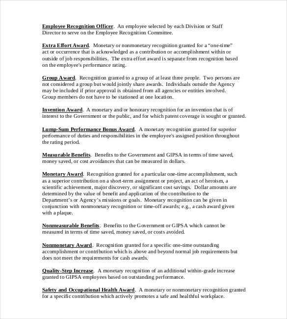 Employee Award Template Database
