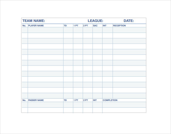 Lacrosse Stat Sheet Template Collection