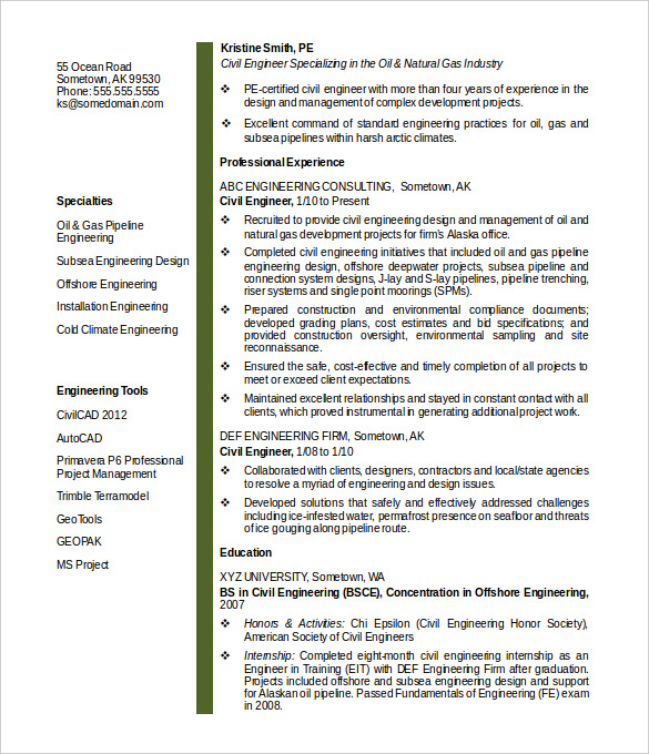 24+ Civil Engineer Resume Templates - PDF, DOC