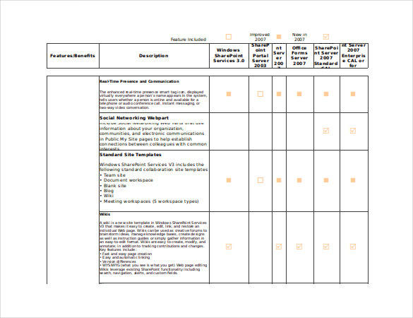 34+ Comparison Chart Templates - Word, Excel, PDF