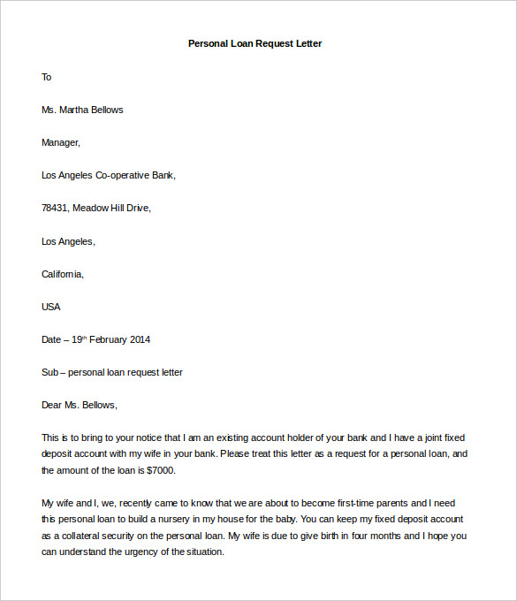 Letter Asking For A Loan Application Format For Personal Loan From Letter Asking For A Loan Application Format For Personal Loan From
