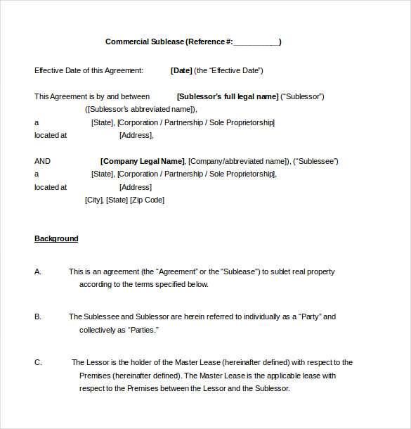 19 Sublease Agreement Templates Word PDF Pages