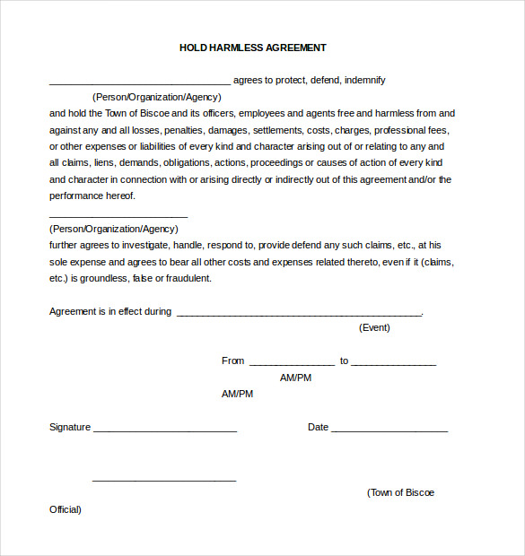 Hold Harmless Agreement Template – 14+ Free Word, PDF Document Download