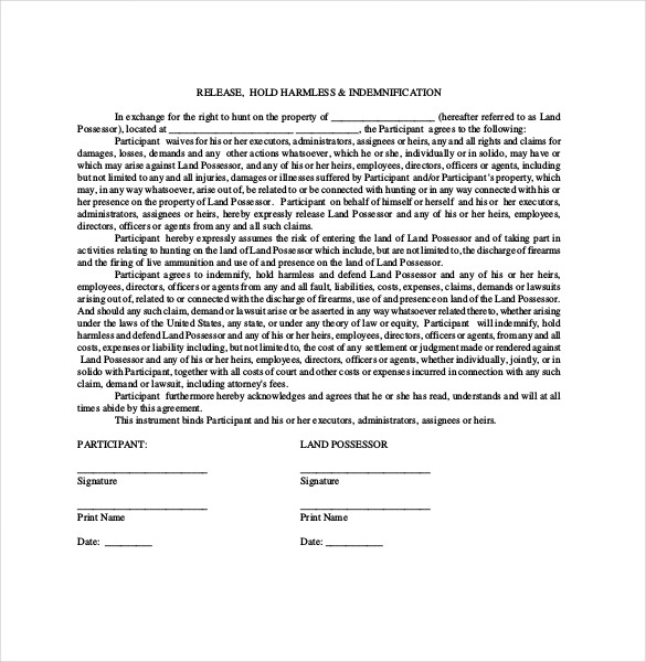Hold Harmless Agreement Template – 14+ Free Word, PDF Document Download
