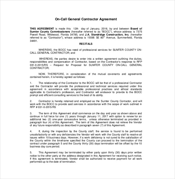 Contractor Agreement Template – 23+ Free Word, PDF, Apple Pages ...