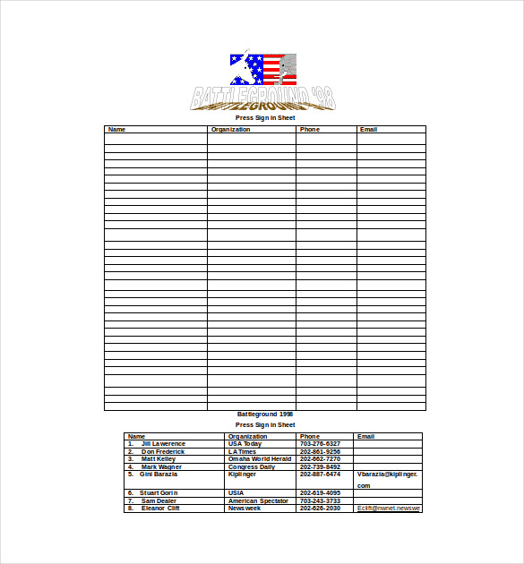 18+ Sign In Sheet Templates – Free Sample, Example, Format Download!