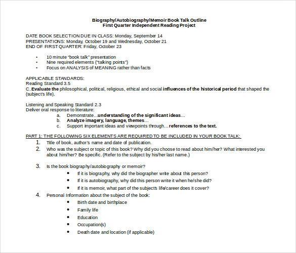 Essay Outline Autobiography Template Memoir Writing
