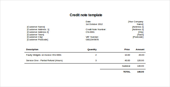 23+ Credit Note Templates - Word, Excel, PDF