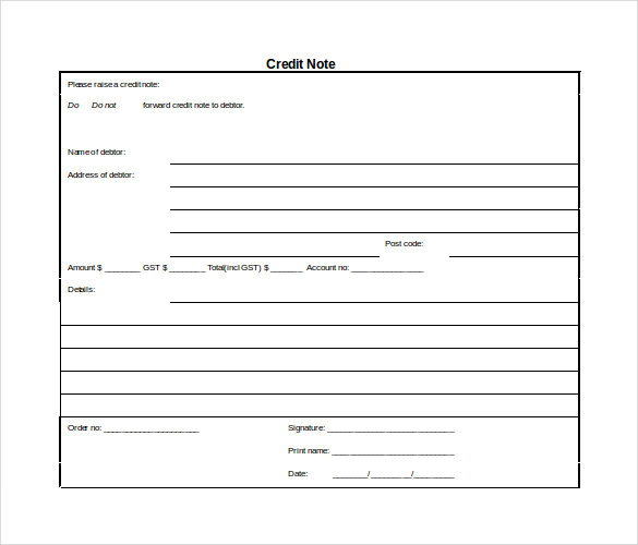 Credit Note 