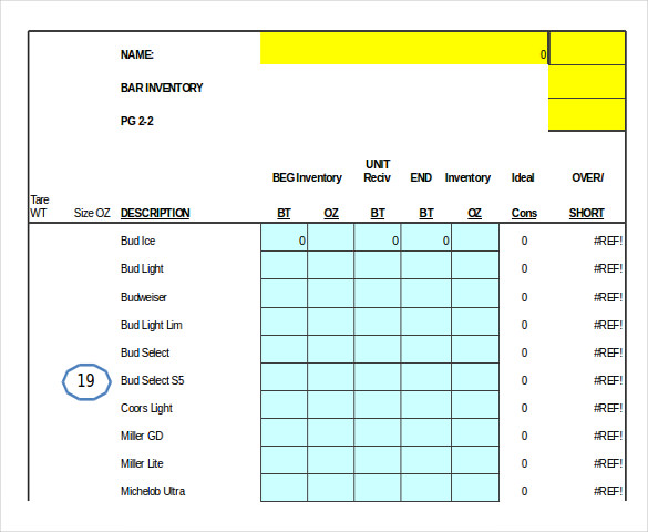 13+ Bar Inventory Template – Word, Excel, Numbers, Apple Pages