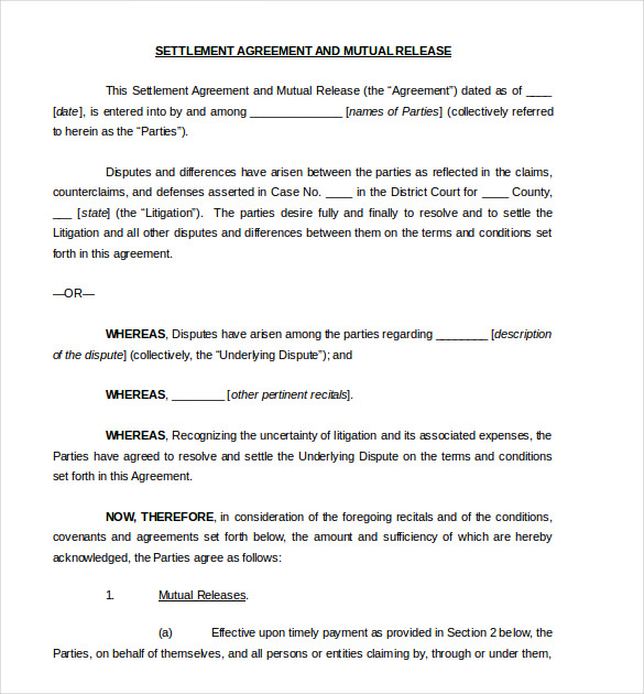 20+ Settlement Agreement Templates - Word, PDF, Pages