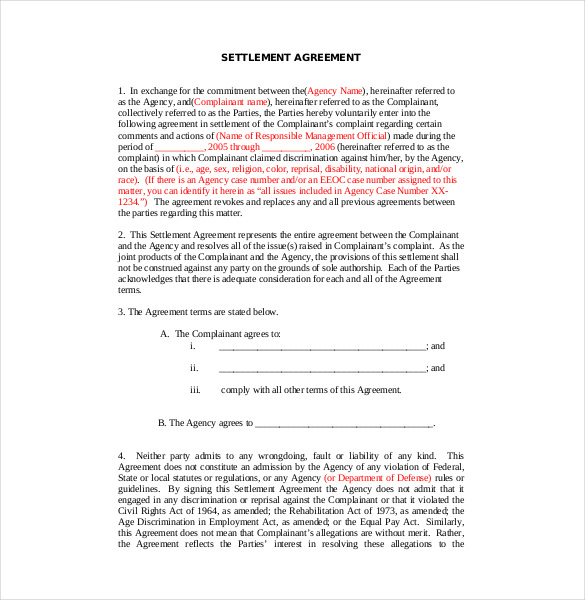 20+ Settlement Agreement Templates - Word, PDF, Pages