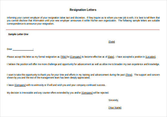 47+ Resignation Letter Templates - Free Word, Excel, PDF, iPages