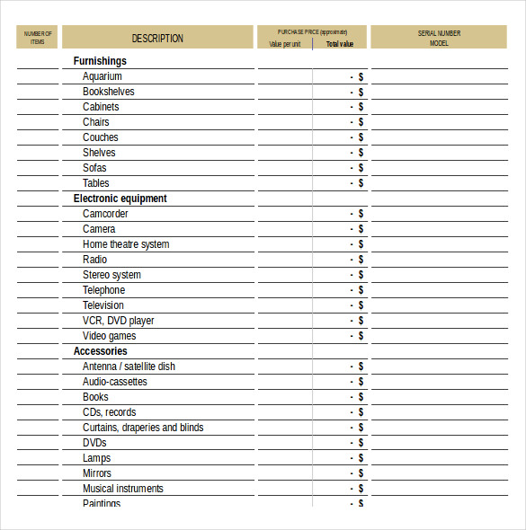 Inventory Checklist Template - 26+ Free Word, Excel, PDF Documents ...