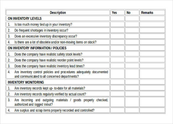 Inventory Checklist Template - 26+ Free Word, Excel, PDF Documents Download