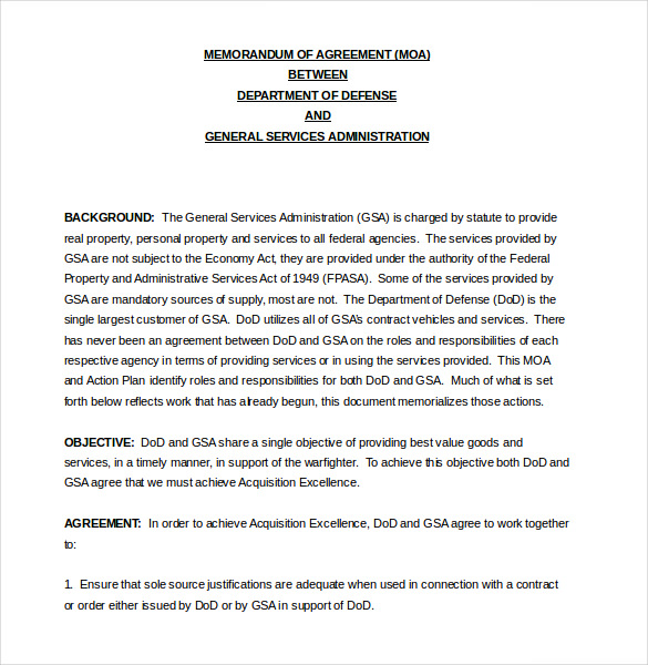 13+ Memorandum of Agreement Templates – Word, PDF