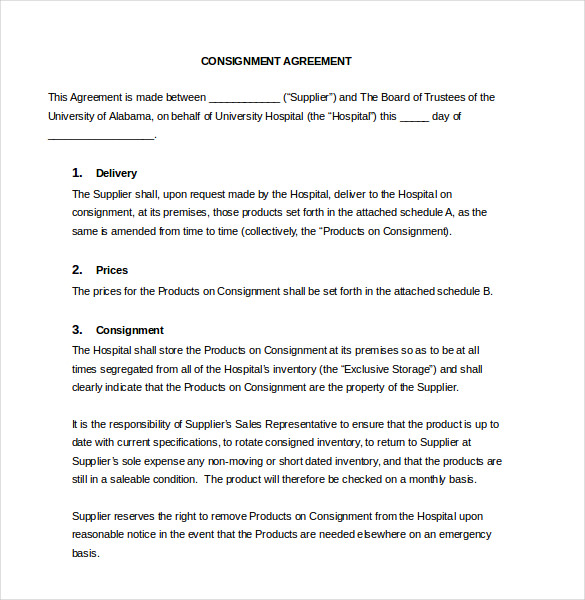 13+ Consignment Agreement Templates – Word, PDF