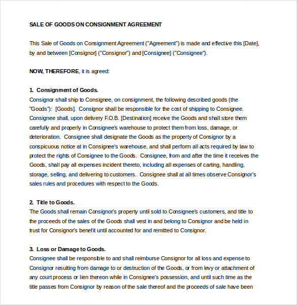 13+ Consignment Agreement Templates – Word, PDF