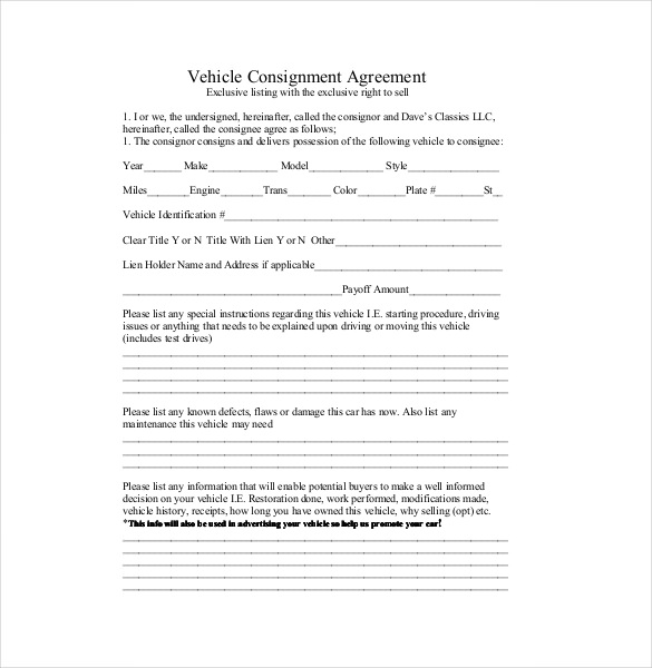 13+ Consignment Agreement Templates – Word, PDF