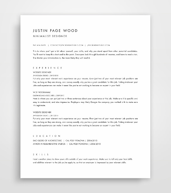 41+ One Page Resume Templates - Free Samples, Examples, & Formats Download!