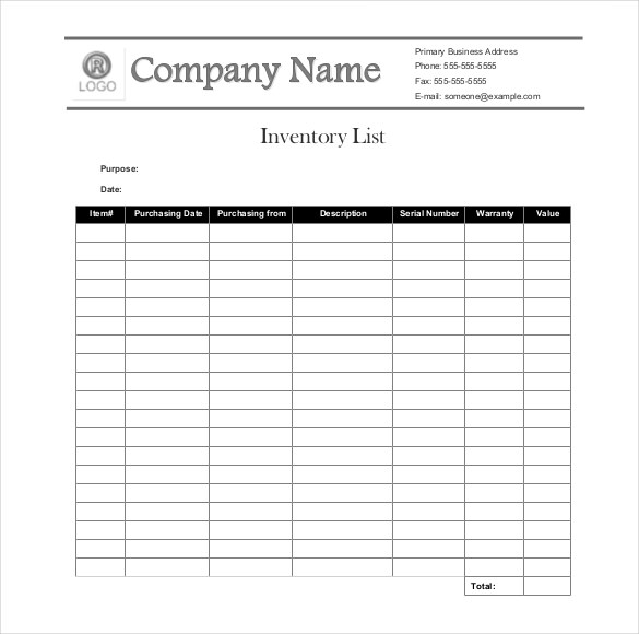 Sample Inventory List 30 Free Word Excel PDF Documents Download