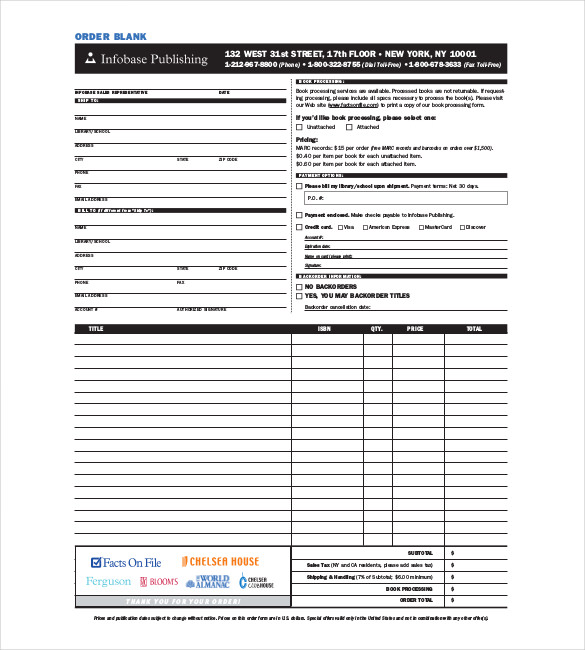 44+ Blank Order Form Templates - PDF, DOC, Excel