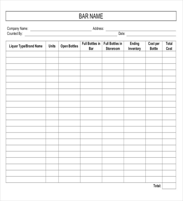 14 Liquor Inventory Templates PDF DOC Xls