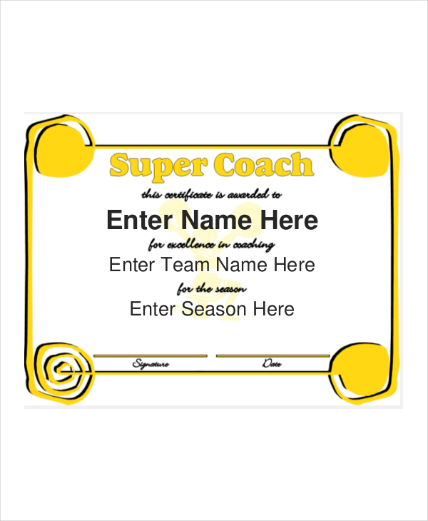 Coach Certificate Template - 11+Free Word, PDF Documents Download