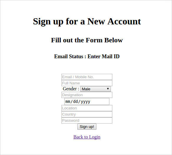 22+ HTML5 Signup & Registration Forms - HTML, CSS