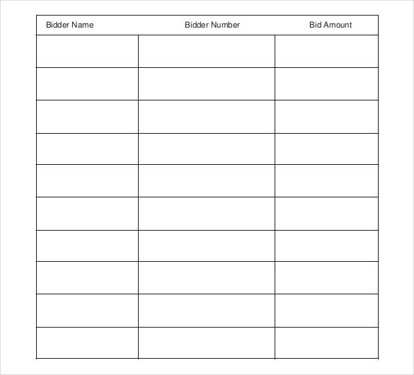 20 Silent Auction Bid Sheet Templates Samples DOC PDF Excel