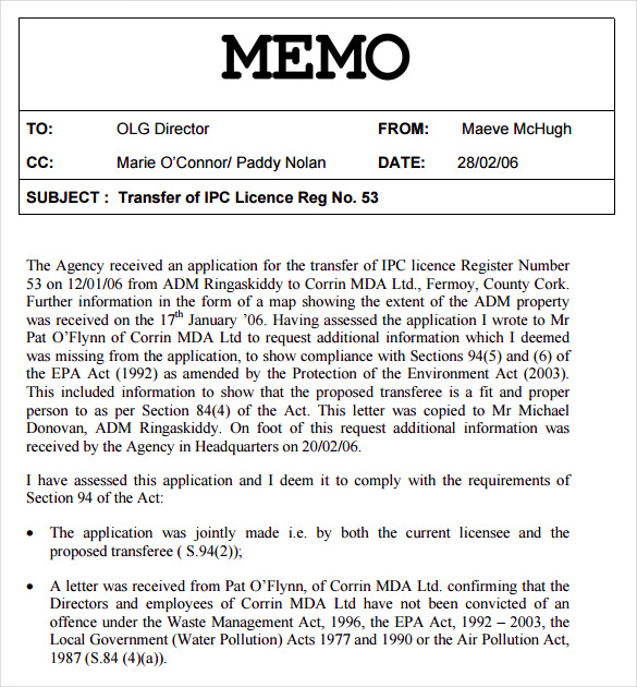 Internal Memo Template - 23+ Word, PDF, Google Docs Documents Download
