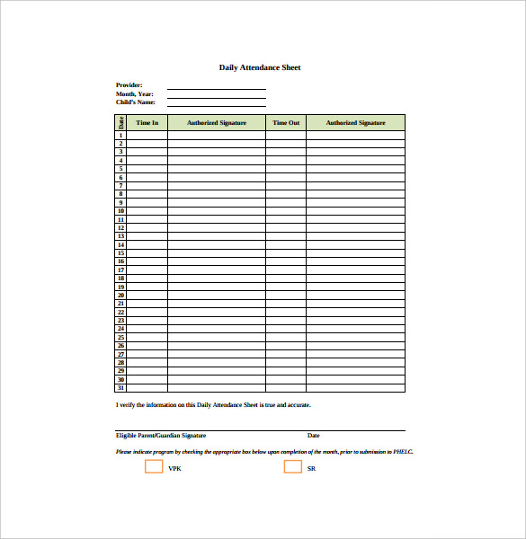 15+ Attendance Sheet Templates – Free Sample, Example, Format Download!