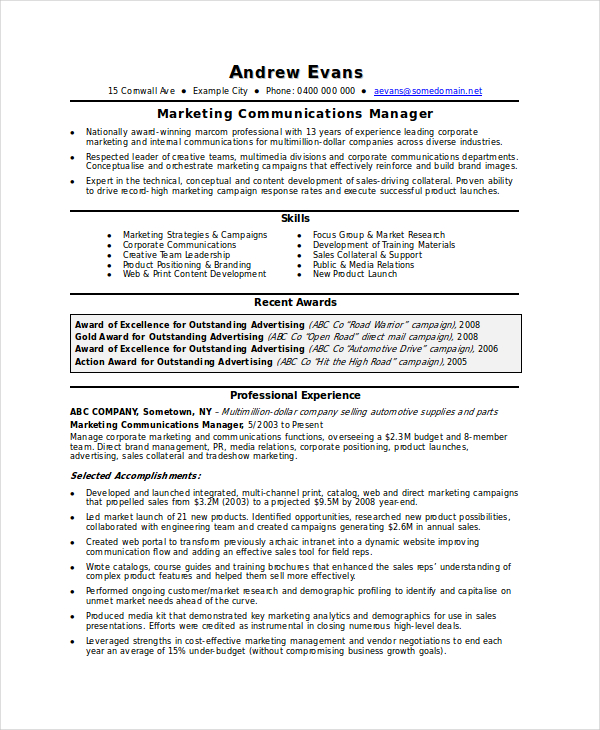 Marketing Coordinator Resume Template 5 Free Word Documents Download