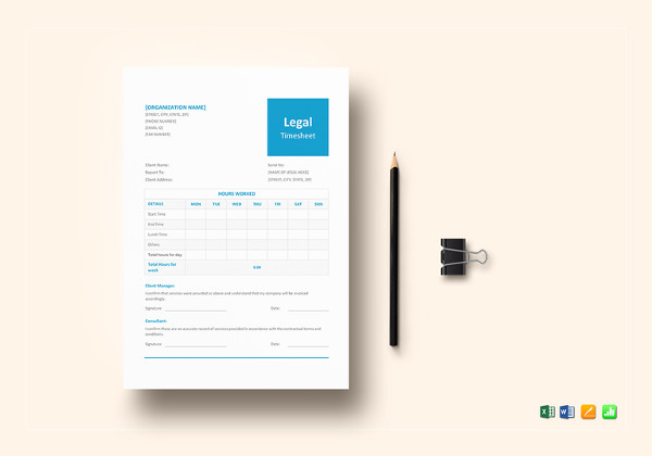 12+ Legal and Lawyer Timesheet Templates – PDF, Word, Excel