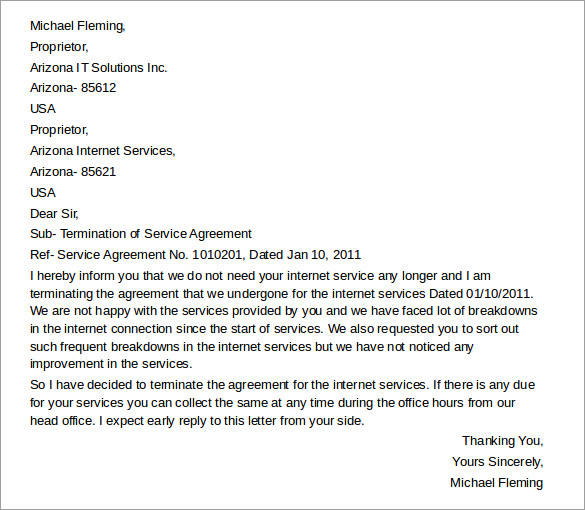 14 Termination Of Services Letter Templates PDF DOC