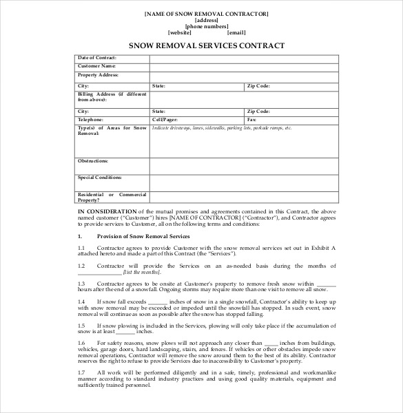 20+ Snow Plowing Contract Templates - Google Docs, PDF, Word, Apple Pages