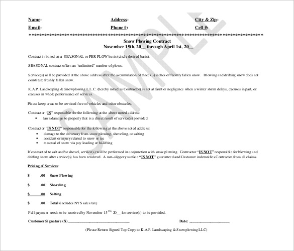 20+ Snow Plowing Contract Templates - Google Docs, PDF, Word, Apple Pages