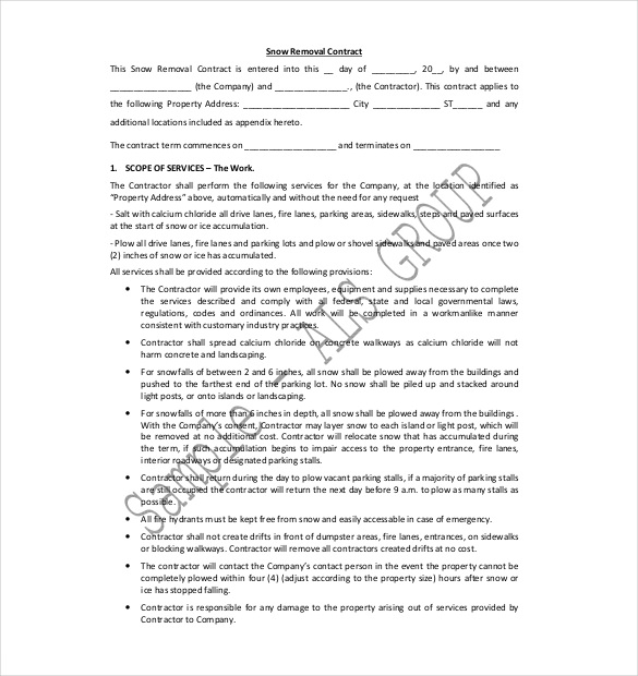 20+ Snow Plowing Contract Templates - Google Docs, PDF, Word, Apple Pages