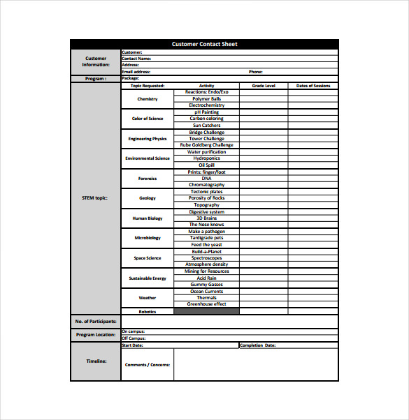 13+ Contact Sheet Templates - DOC, PDF