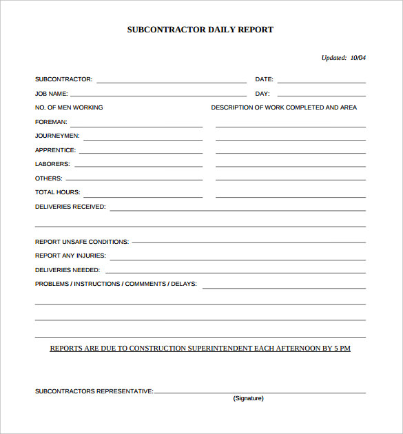 Free Construction Daily Report Template New Creative Template Ideas