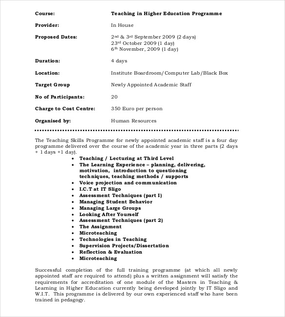 Free Training Proposal Template Printable Templates