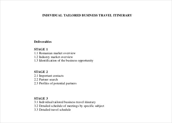 18+ Business Travel Itinerary Template in Excel | Google Docs | Word ...