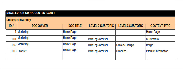 12+ Content Inventory Templates – Free, Sample, Example, Format Download