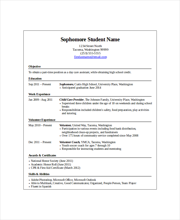 12 High School Student Resume Templates PDF DOC