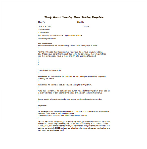 Menu - 28+ Templates in PDF | MS Word | Excel | PSD | AI | Publisher ...