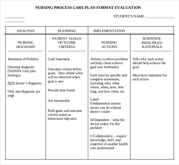 Nursing Care Plan Template 20 Word Excel PDF Documents Download
