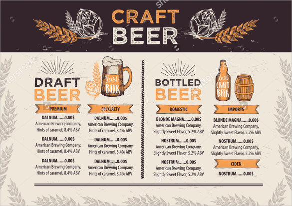 Beer Menu - 15+ Free Templates in PSD, EPS Documents Download!