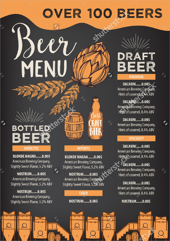 21 Beer Menu Templates Free Sample Example Format Download 